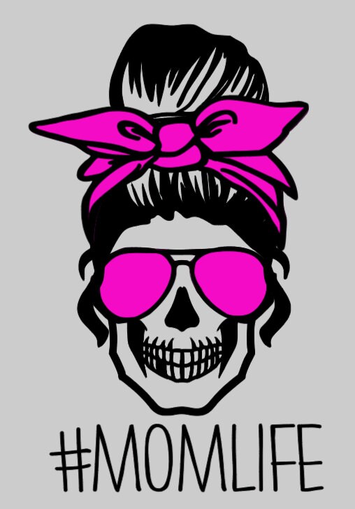 Mom Life Skull With Bow Decal - Etsy