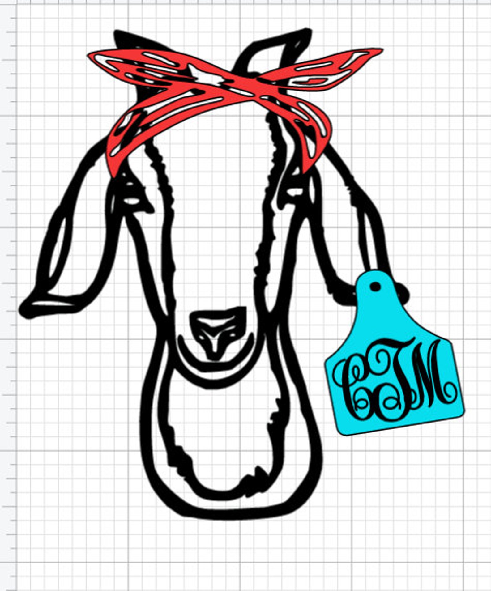 Goat with Bow and Monogram decal | Etsy