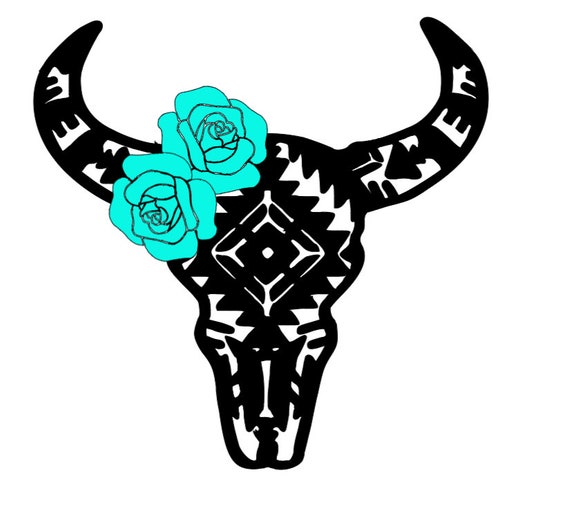 Aztec Bull Skull Decal | Etsy
