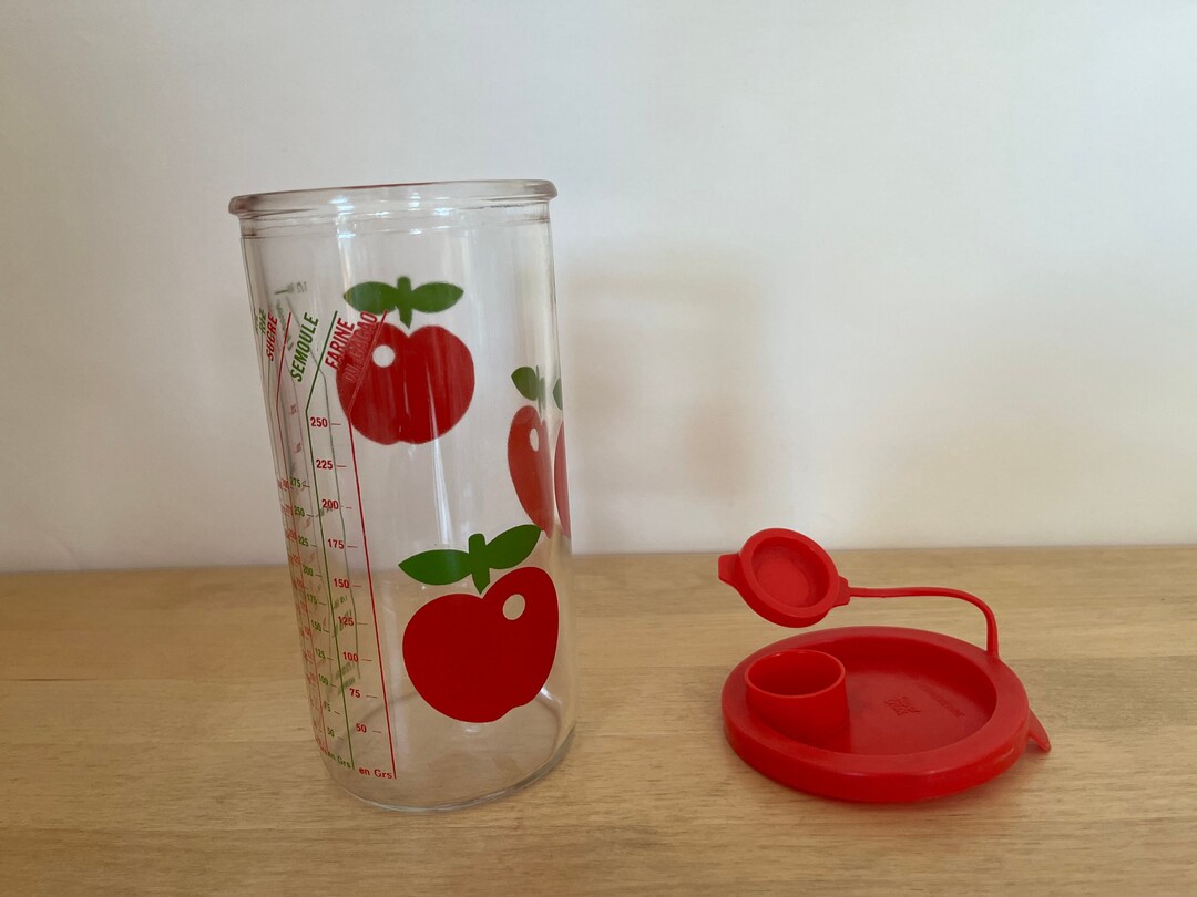 French Vintage Glass Measuring Cup Henkel Red Apples Pouring Glass - Etsy