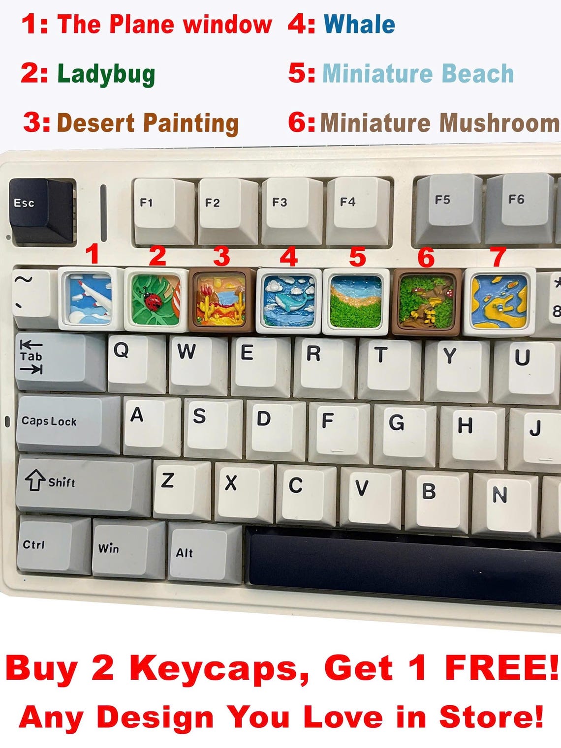 3D Picture Keycaps - 3d Keyboard - Art Keycap - Handmade Artisan Keycap ...