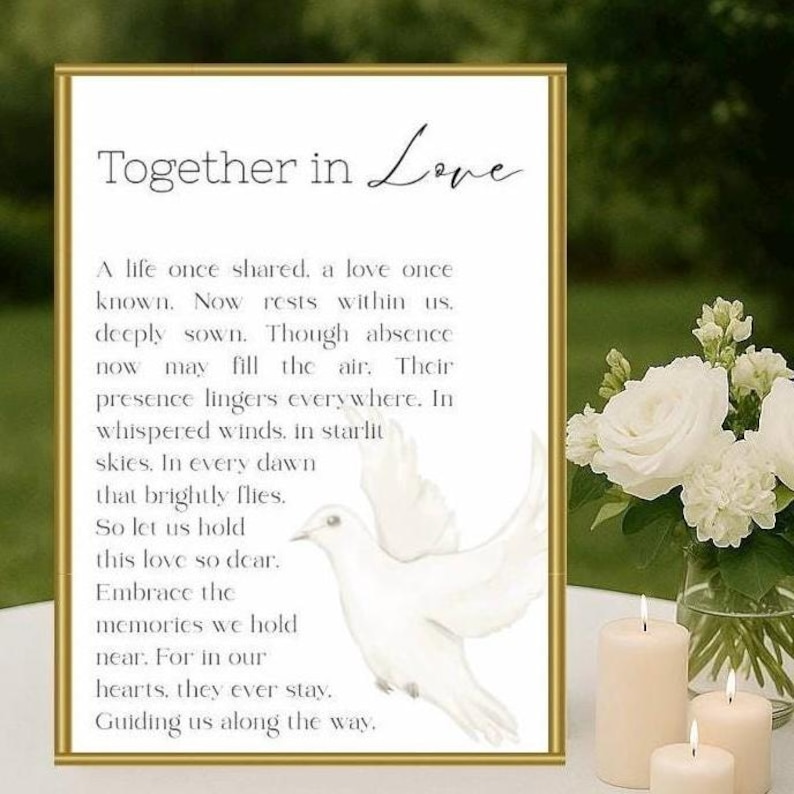 Memorial Poem Template - Funeral Tribute Printable - Sympathy Poem ...