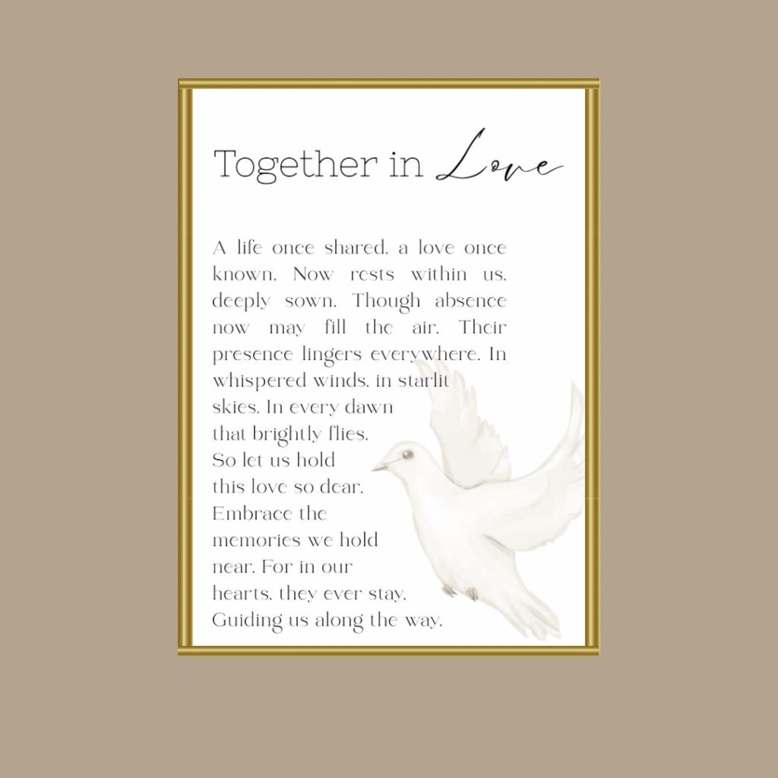 Memorial Poem Template - Funeral Tribute Printable - Sympathy Poem ...