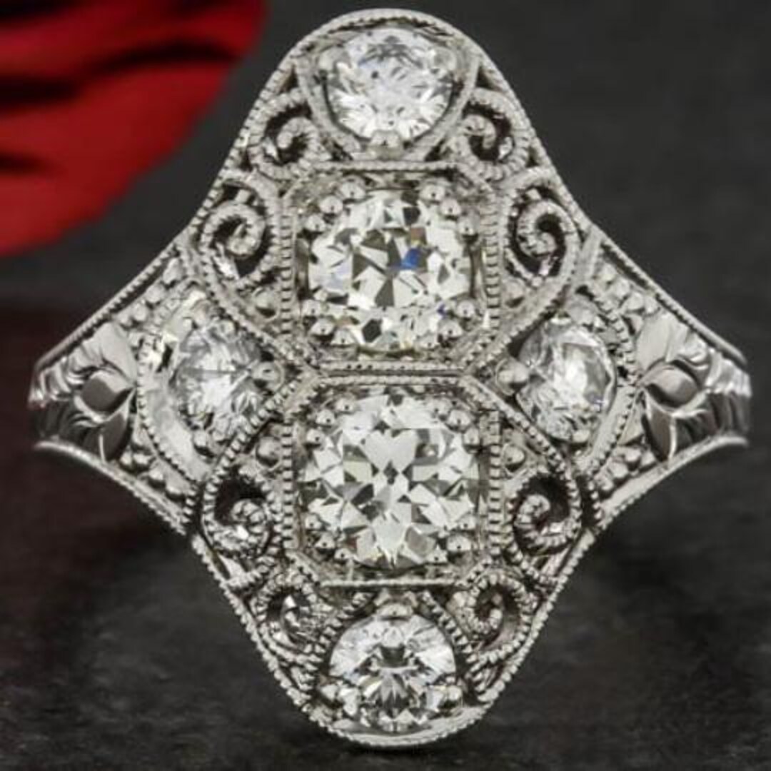 This Edwardian Inspired Ring Features Vertically Set Ring Lab Created ...
