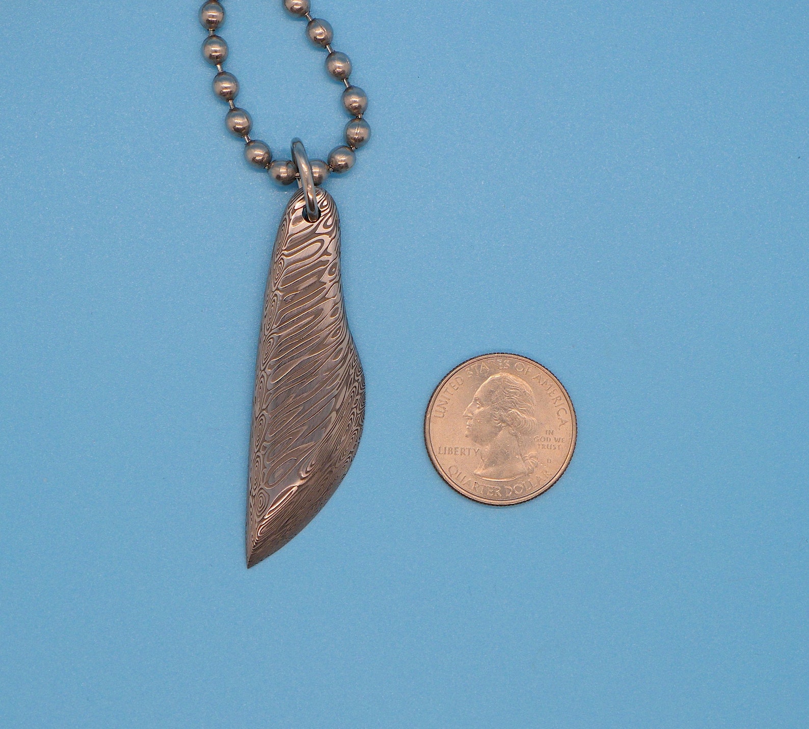 Damascus Pendant Dense Twist Pattern Damasteel - Etsy