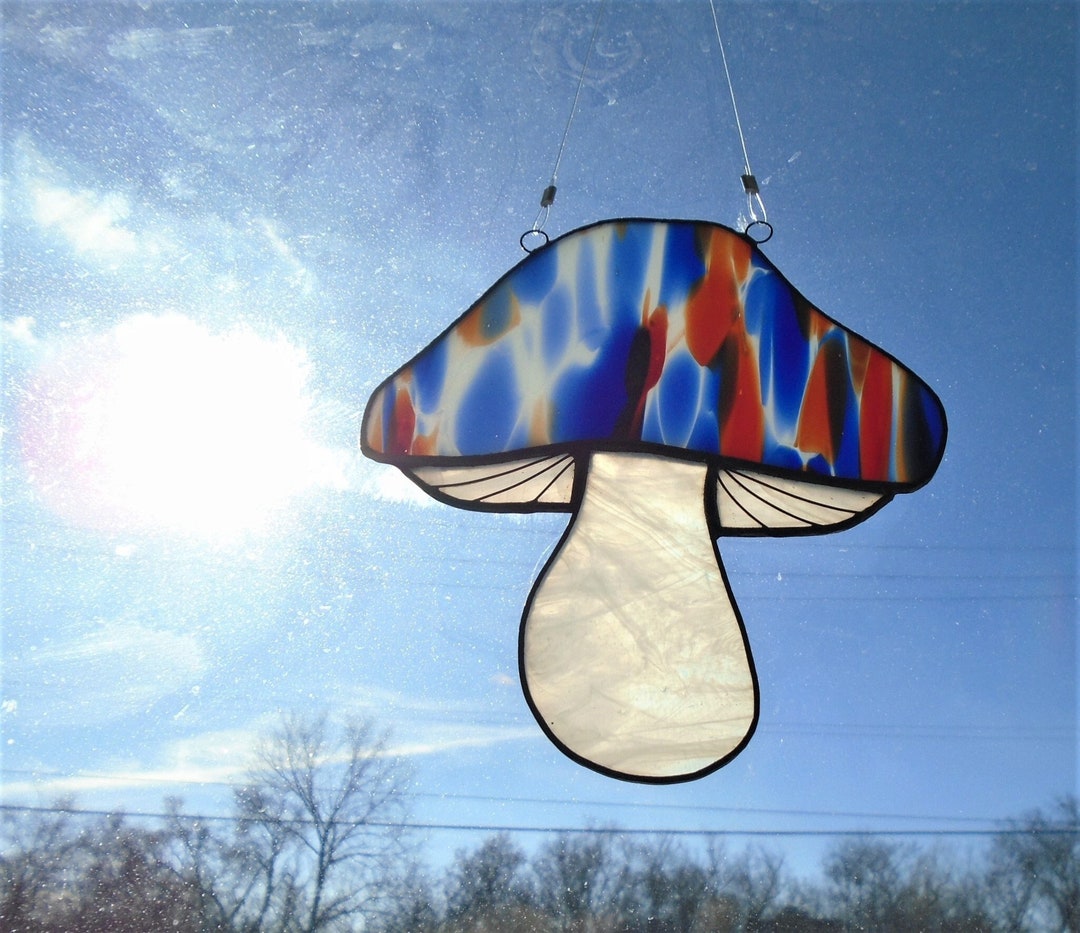 Stained Glass magic Mushroom Psychedelic Sun Catcher Version 1. Size ...
