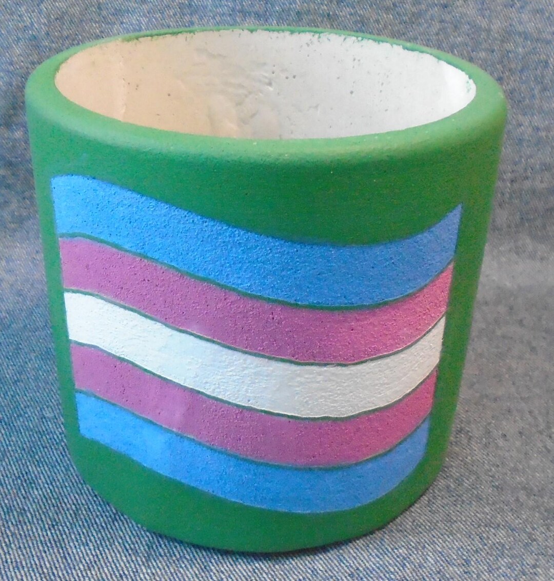 Transgender LGBTQ+ Planter Pot With Engraved & Hand Painted Transgender ...