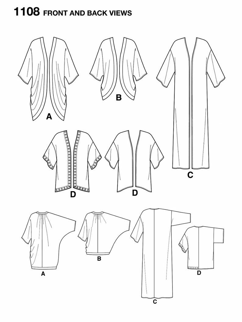 Simplicity Sewing Pattern 1108 Misses' Kimono - Etsy