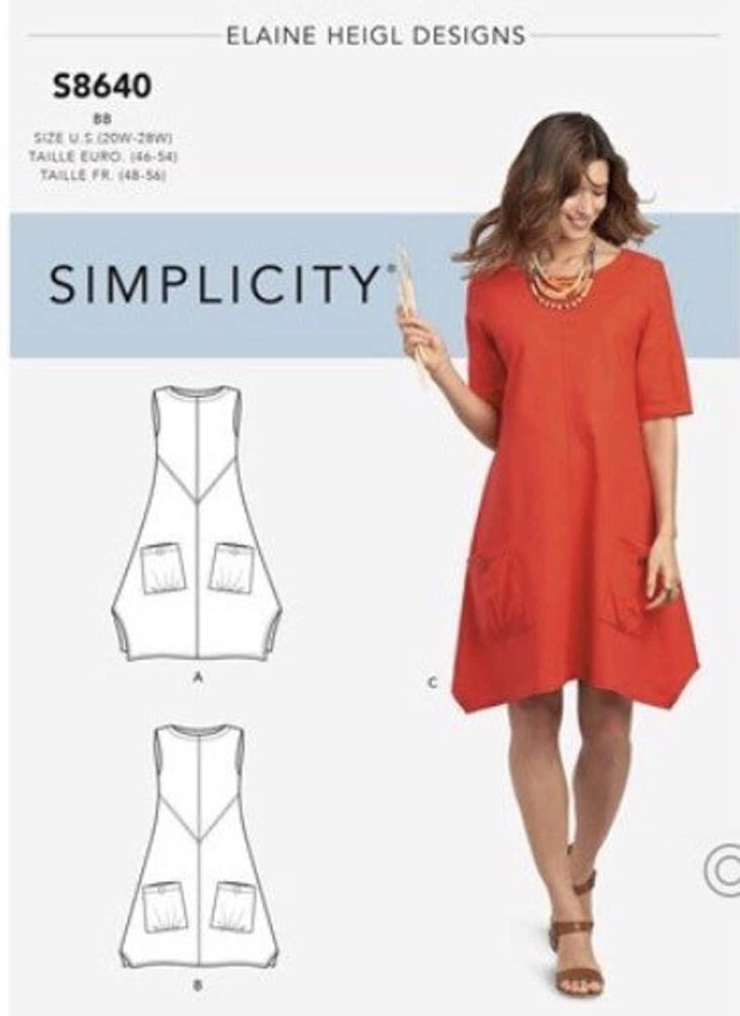 Simplicity Sewing Pattern S8640 Misses'/women's Dress or Tunic - Etsy