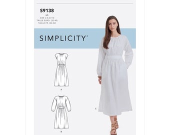 Uncut Simplicity Sewing Pattern 10595 9134 Misses' Released Pleat Dress ...