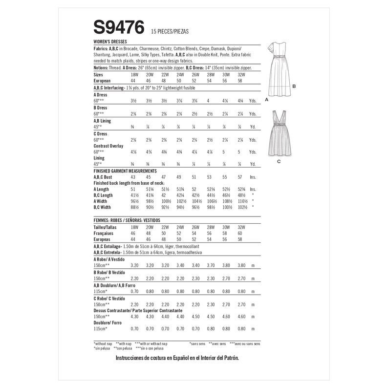 Simplicity Sewing Pattern S9476 Women's Dresses - Etsy