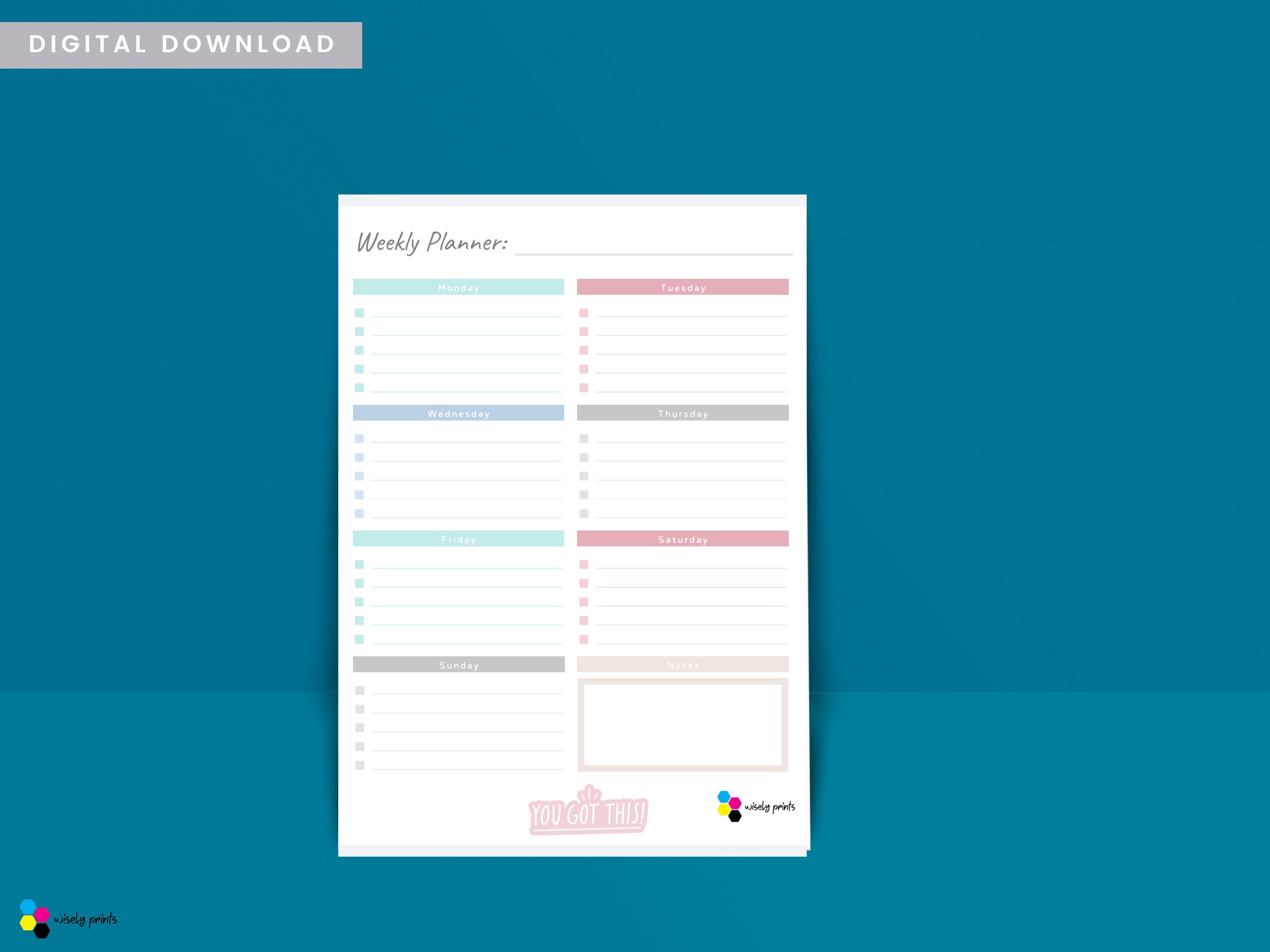Pastel Weekly Planner Printable / Danish Pastel Aesthetic / - Etsy