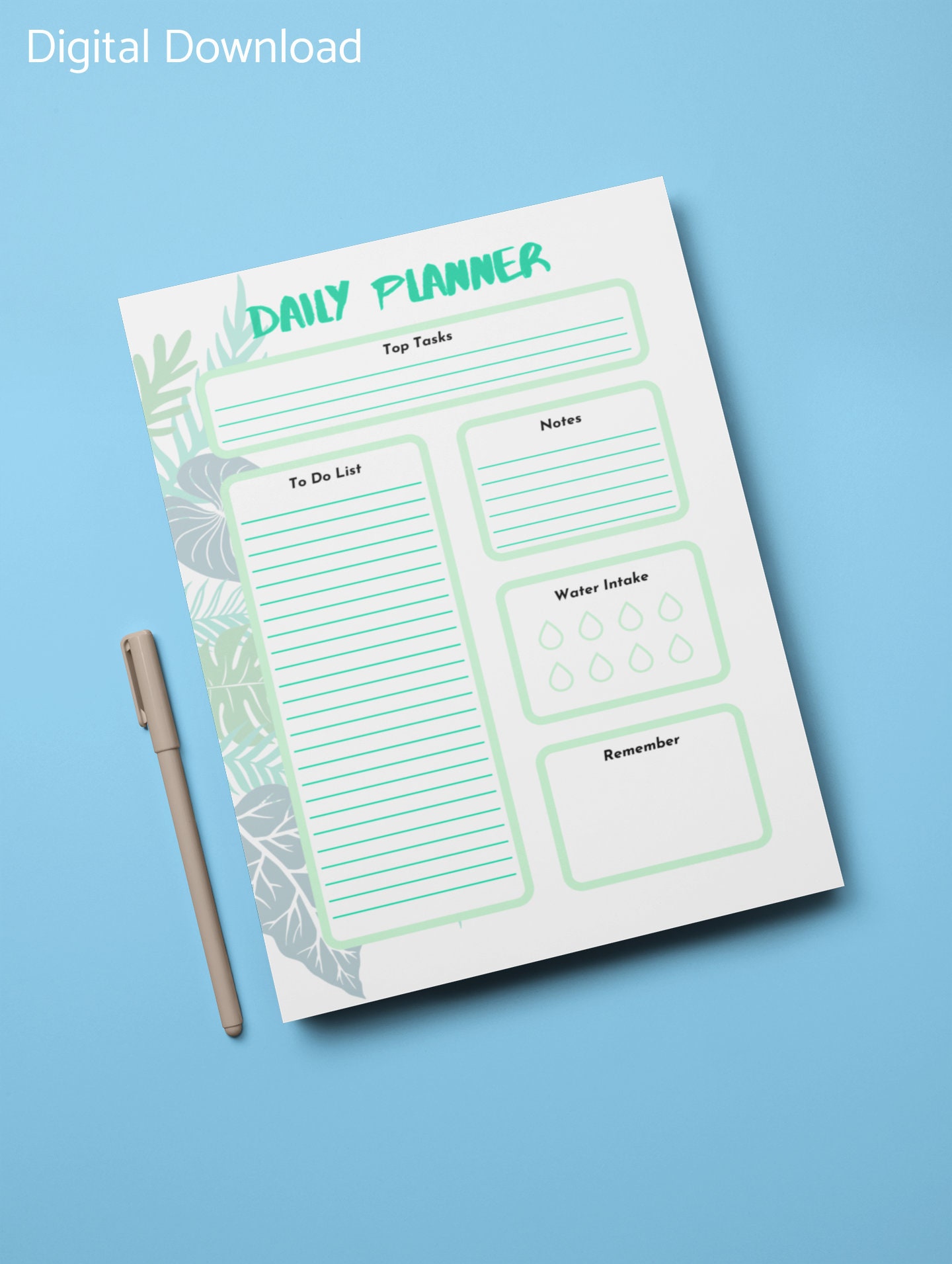 Palm Leaves Weekly Planner Printable / Palm Leaves Theme / - Etsy