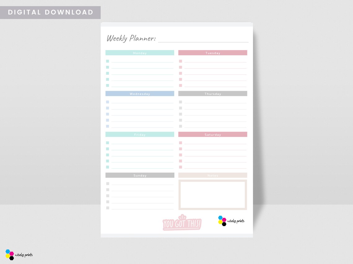 Pastel Weekly Planner Printable / Danish Pastel Aesthetic / - Etsy