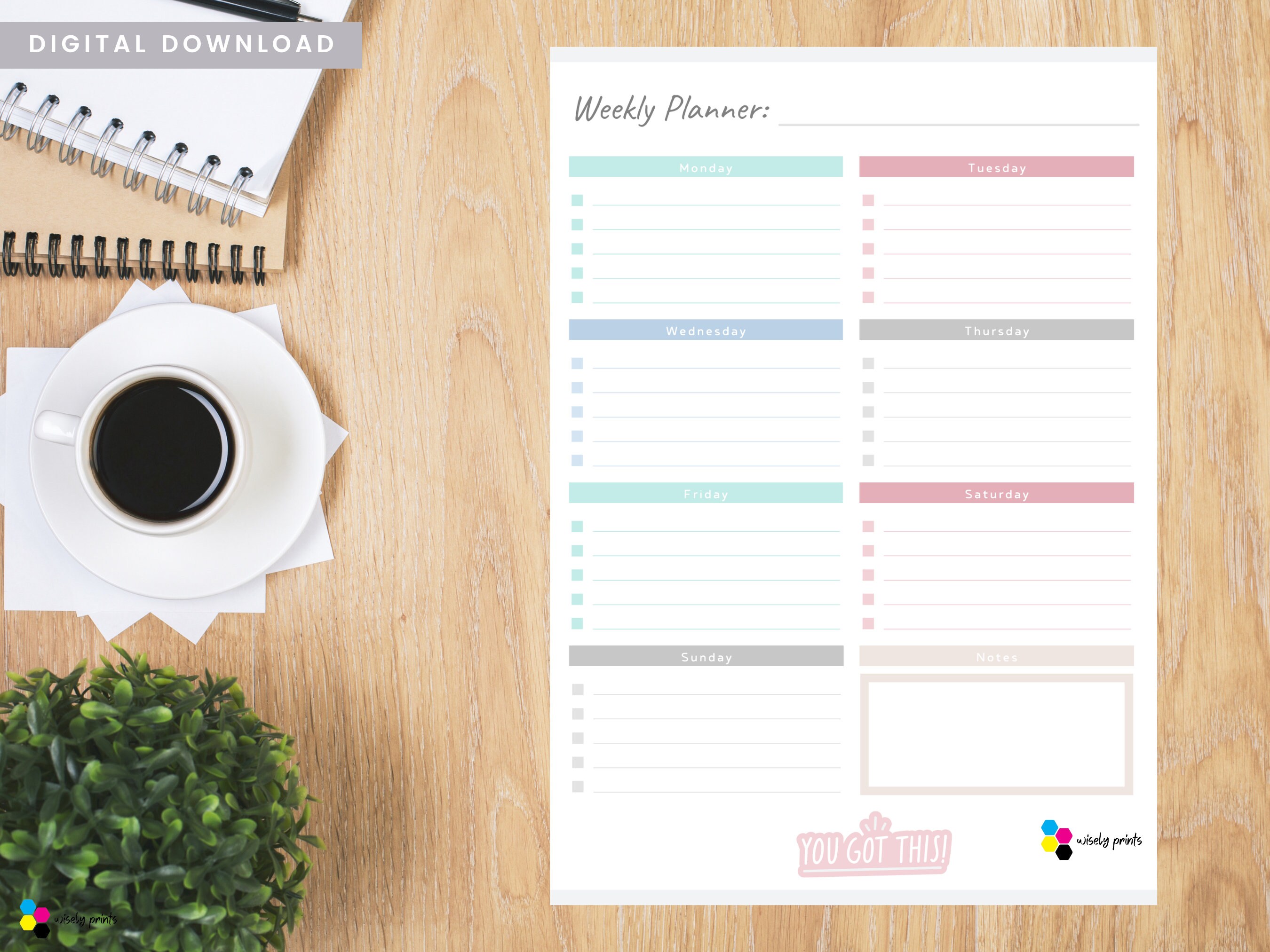 Pastel Weekly Planner Printable / Danish Pastel Aesthetic / - Etsy
