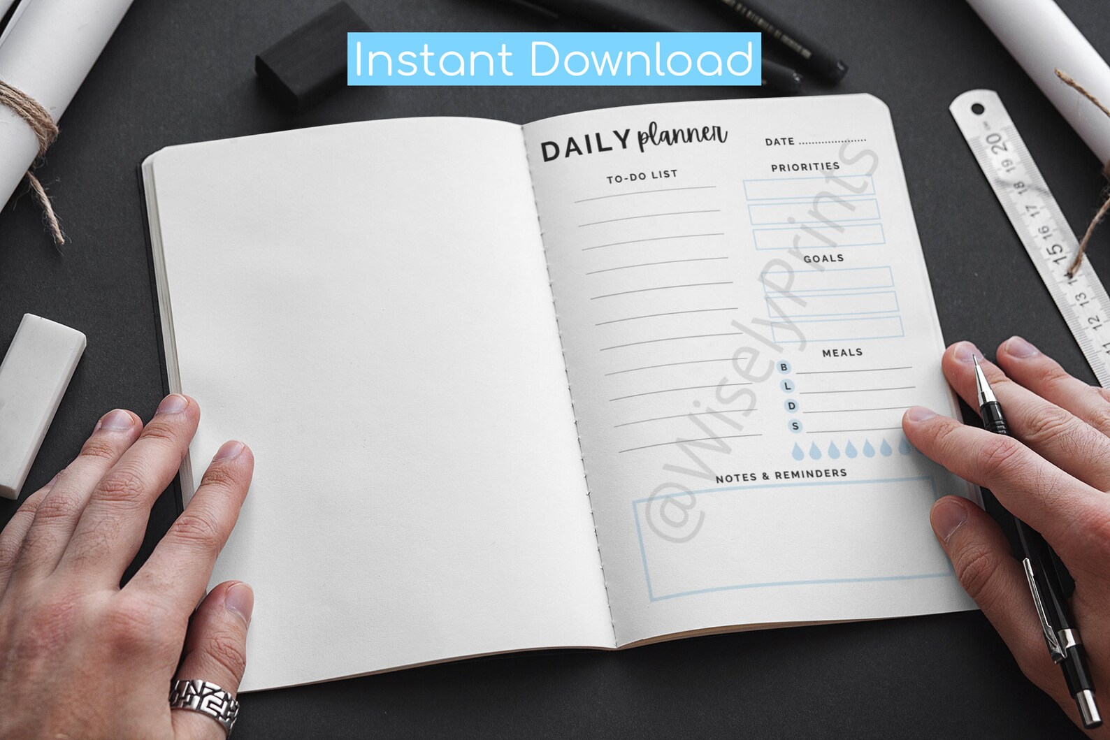 Minimal Daily Planner Printable High Quality 300 DPI PDF | Etsy