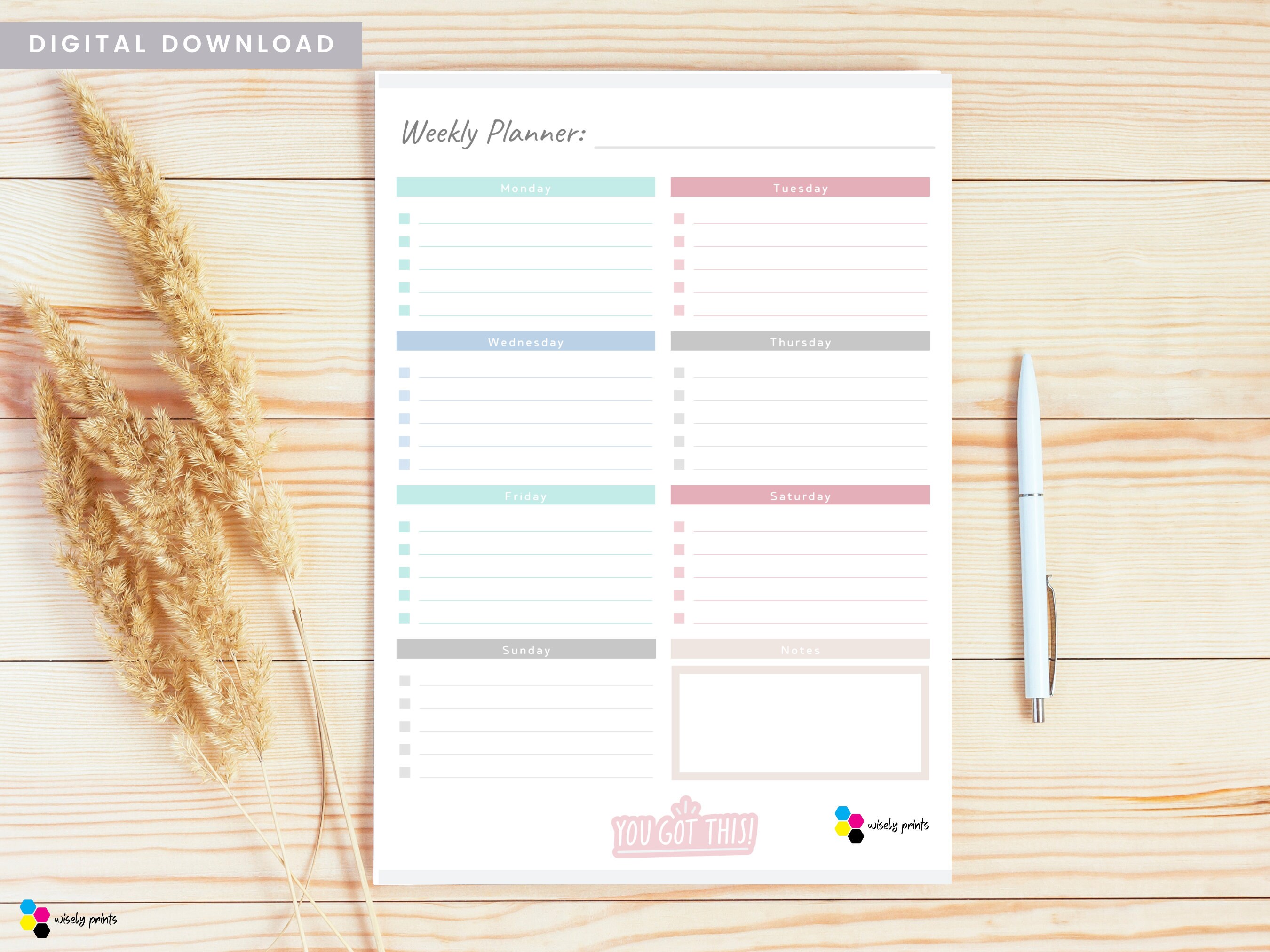 Pastel Weekly Planner Printable / Danish Pastel Aesthetic / - Etsy