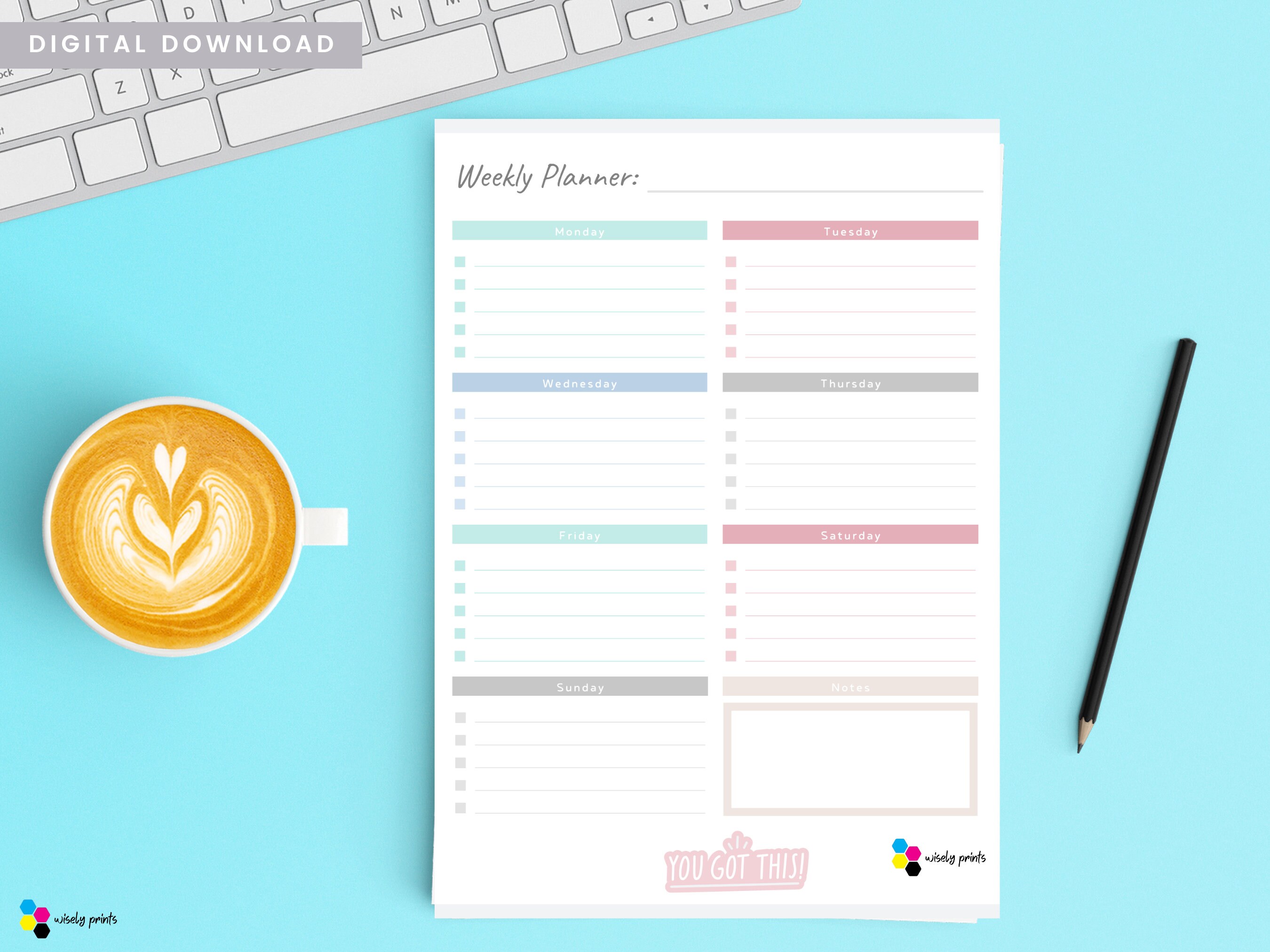 Pastel Weekly Planner Printable / Danish Pastel Aesthetic / - Etsy