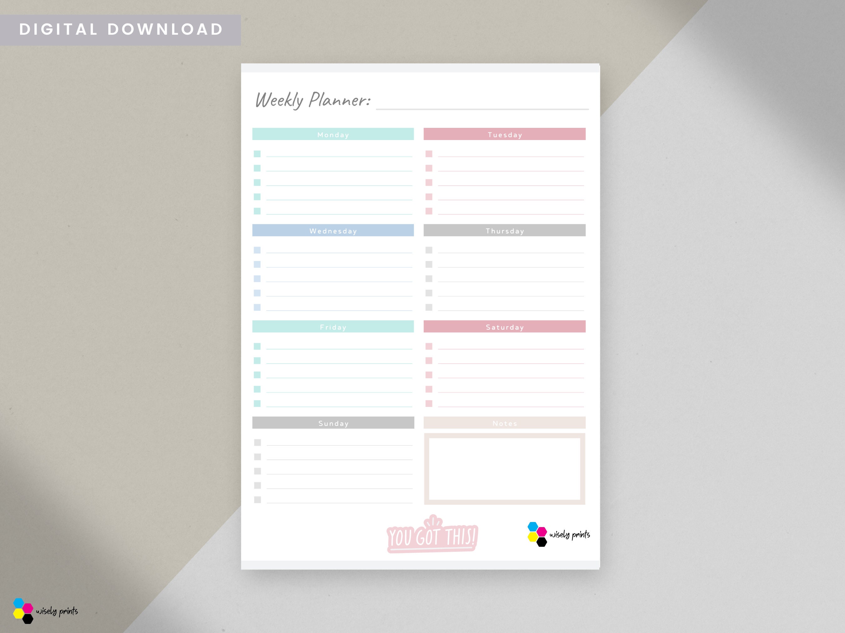 Pastel Weekly Planner Printable / Danish Pastel Aesthetic / - Etsy