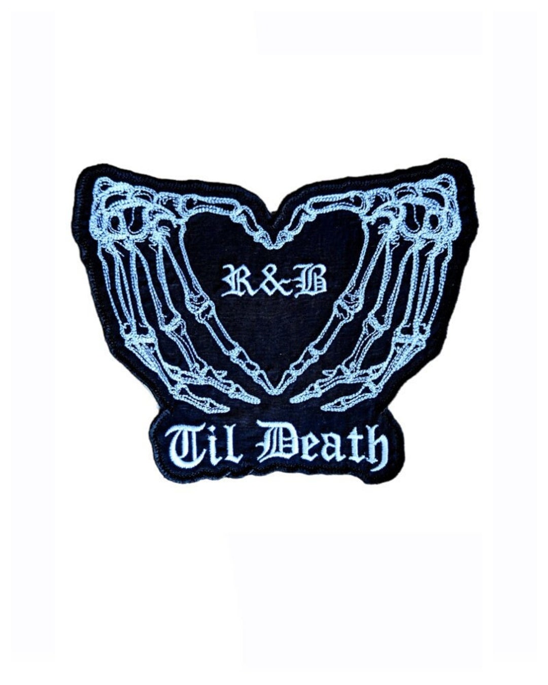 Personalised Till Death Badge, Skeleton Hands Badge, Heart Hands ...