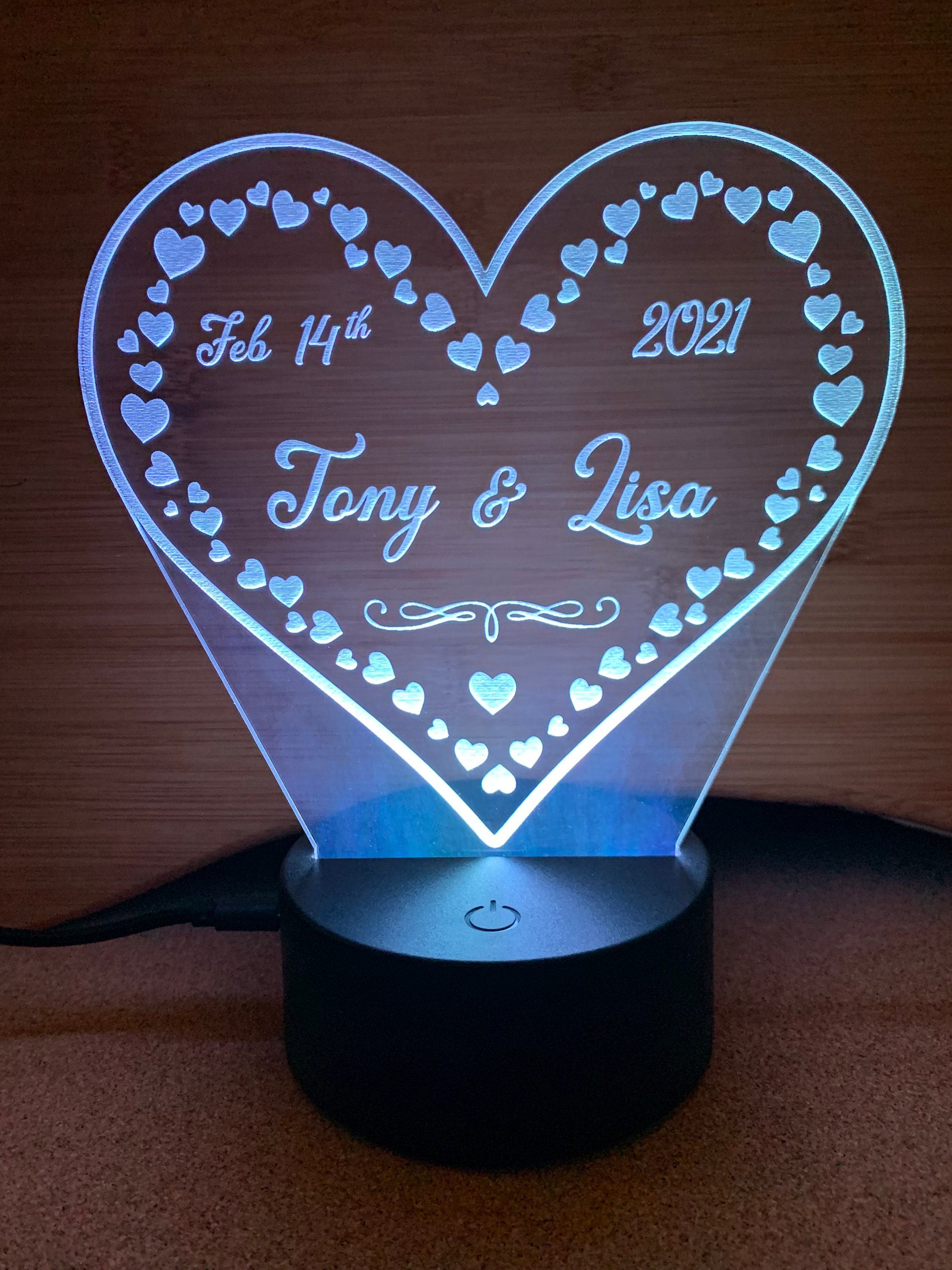 Valentines Day, Personalized, Acrylic, Led, Sign, Gift, Gift for Him ...