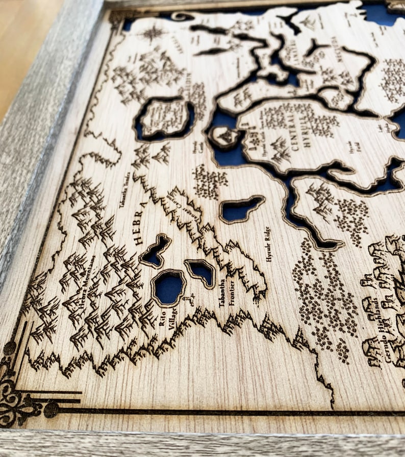 Zelda, Hyrule, Link, Laser Cut, Engraved, Wood, 3D, Map, Picture, 8x10 ...