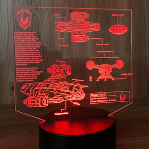 Mandalorian, Razor Crest, Ship, LED, Edge Lit, Acrylic, Star Wars, Sign ...