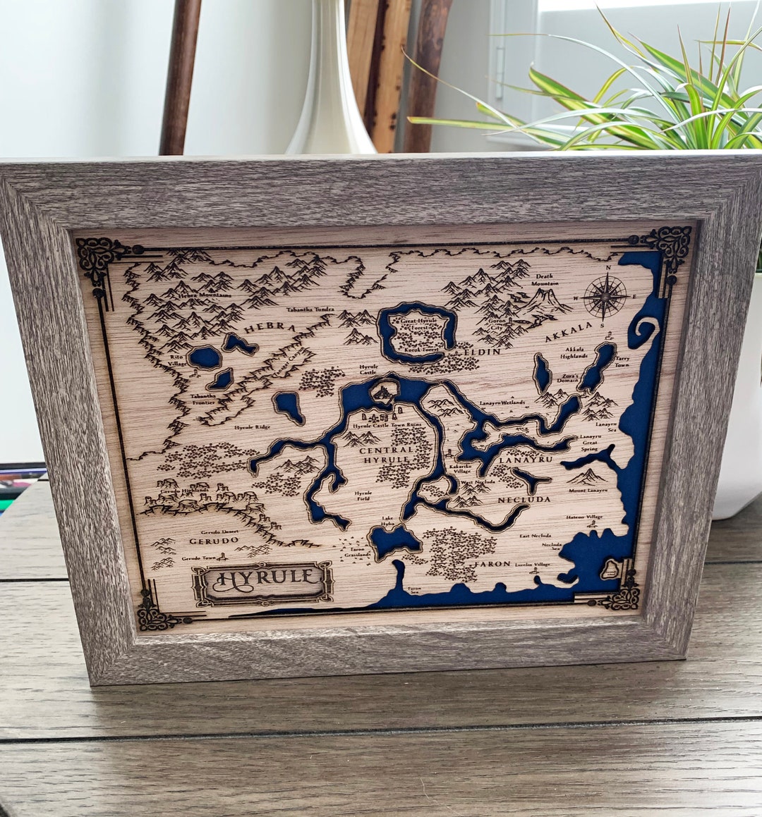 Zelda, Hyrule, Link, Laser Cut, Engraved, Wood, 3D, Map, Picture, 8x10 ...
