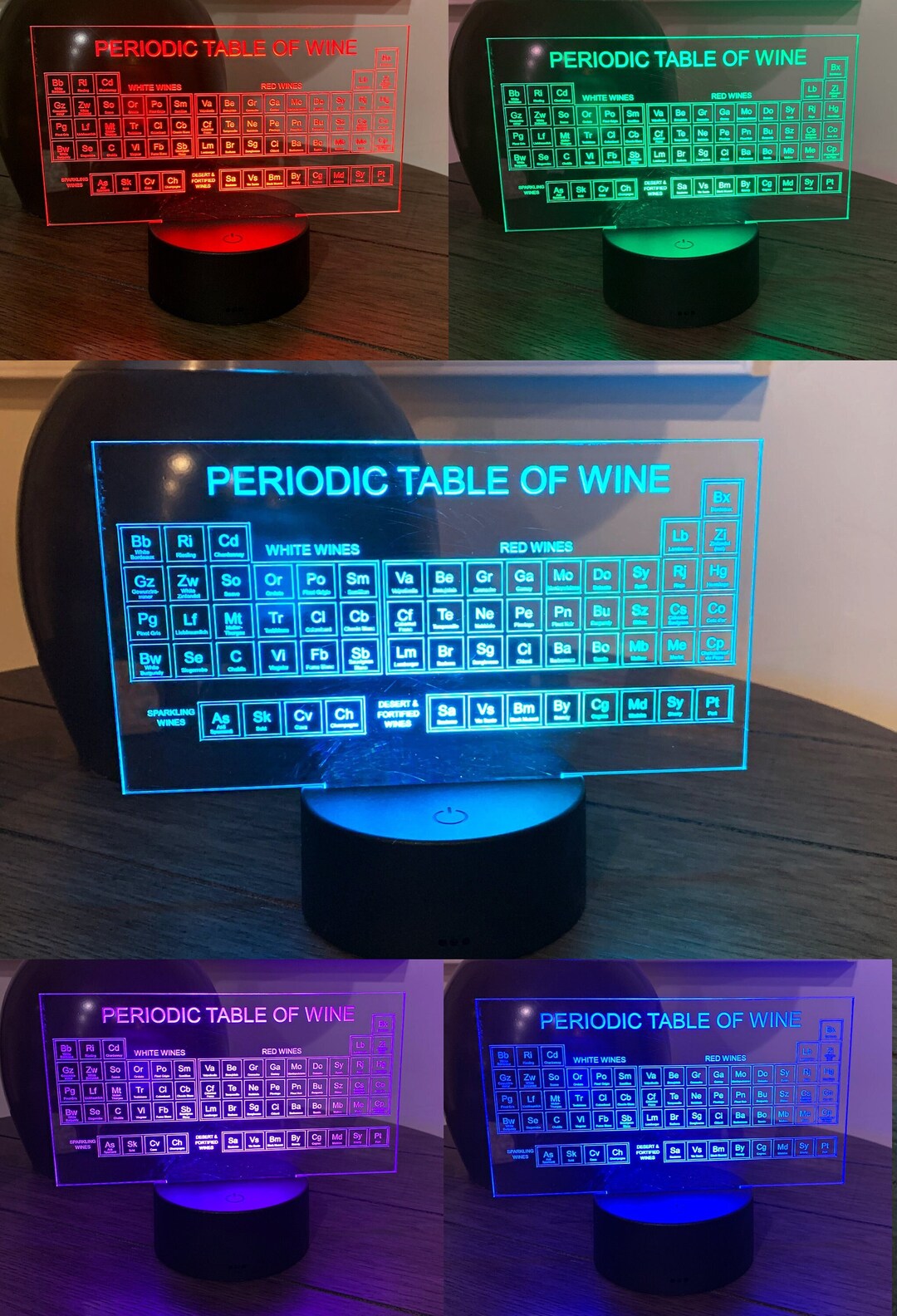 Periodic Table of Wine, LED, Nightlight, Acrylic, Sign, Light, Edge Lit ...