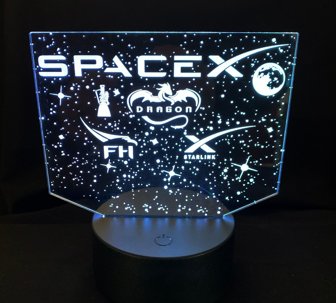 Space X, Space, LED, Edge Lit, Acrylic, Sign, Nightlight, Gift for Him ...