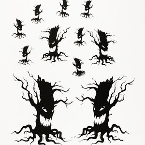 Scary, Tree, Halloween, Decor, Decorations, Die Cut, Paper, Cardstock ...