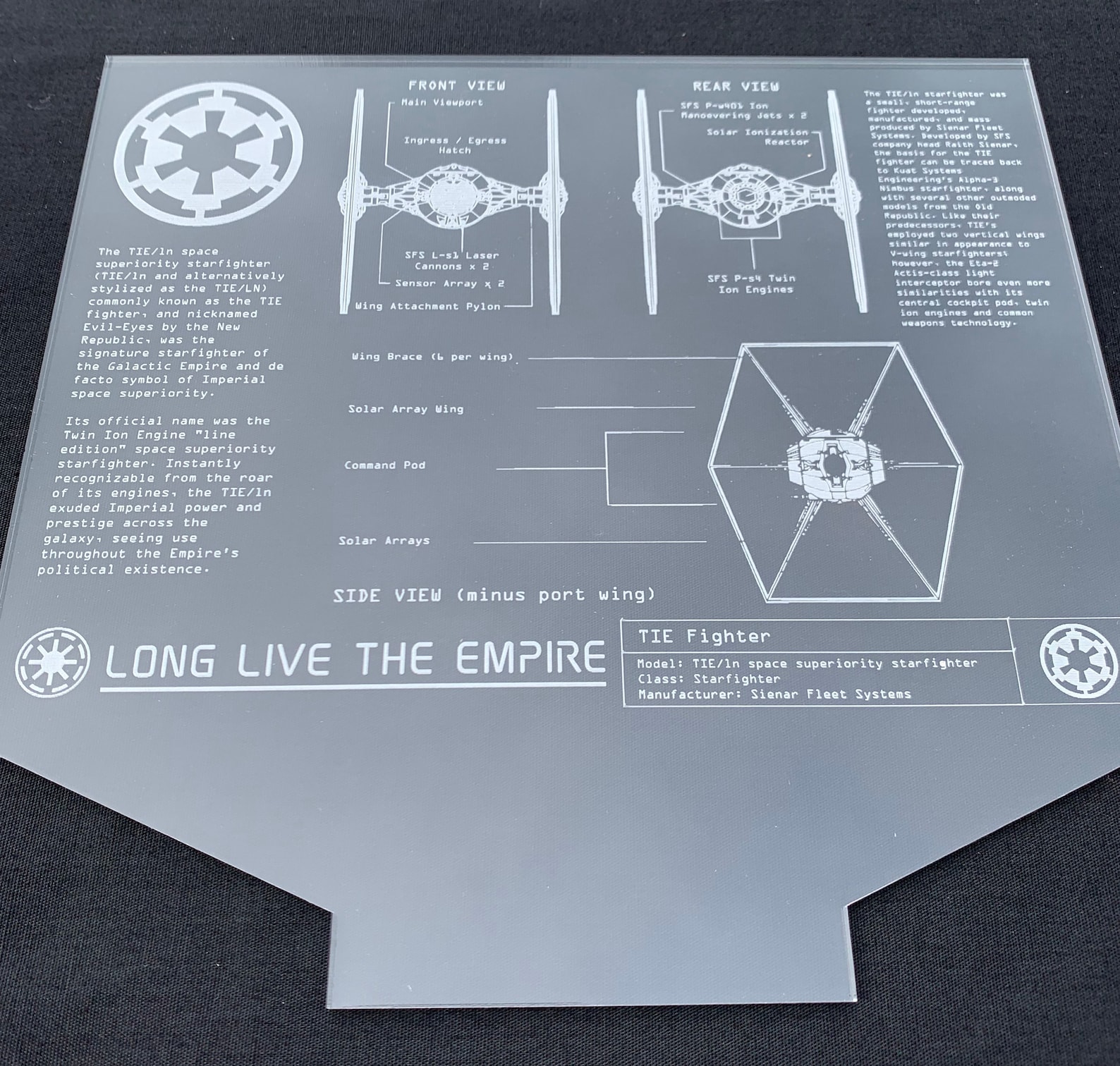 Star Wars, Tie Fighter, LED, Acrylic, Sign, Light, Edge Lit, Nightlight ...