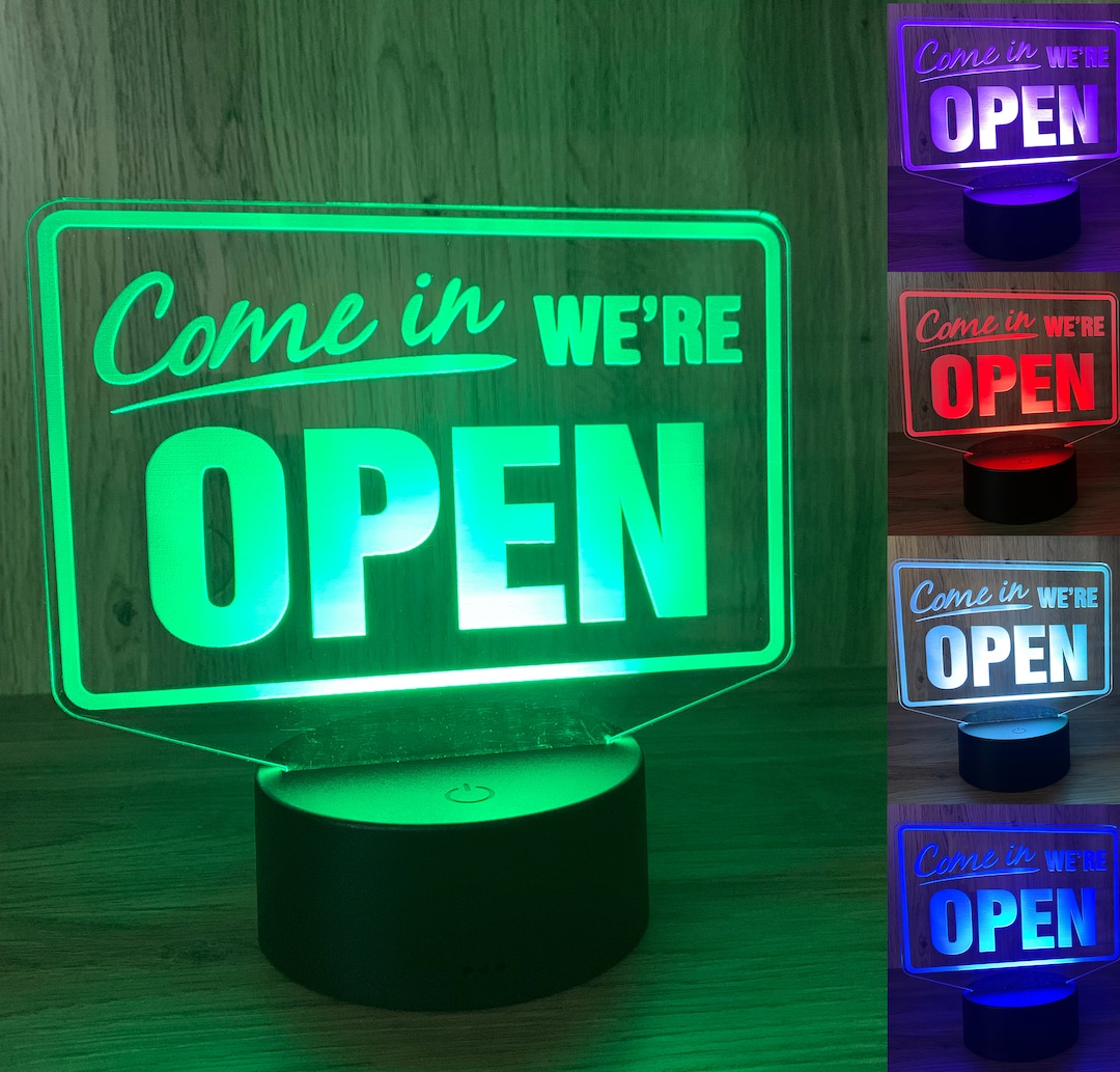 Open Sign, LED, Acrylic, Edge Lit, Welcome, Storefront, Sign, Entry ...