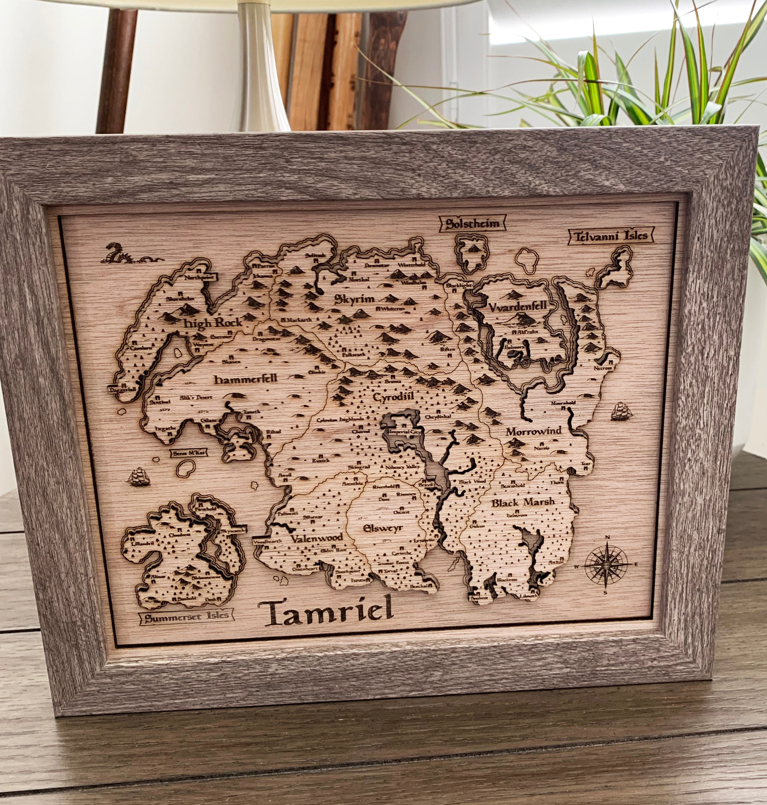 Skyrim, Tamriel, Laser Cut, Engraved, Wood, 3D, Map, Decoration ...
