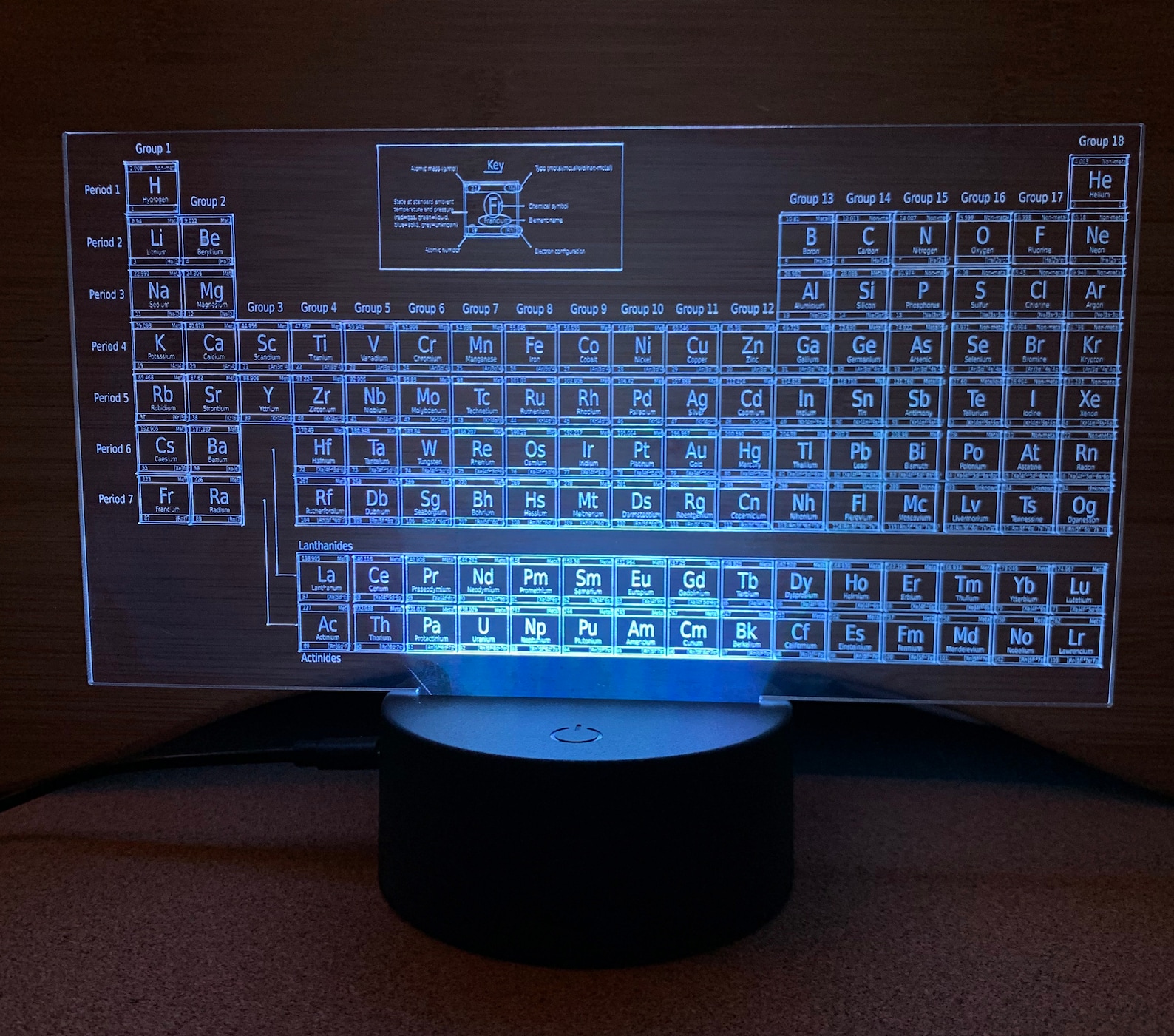 LED, Periodic Table, Acrylic, Sign, Light, Edge Lit, Nightlight, Gift ...