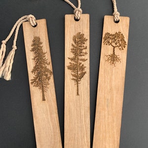 Tree Bookmarks, Set of Three, Wood Bookmarks, Engraved, Tree, Gift ...