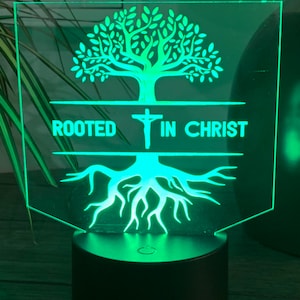 Rooted in Christ, Religious, Christian, Catholic, LED, Light, Acrylic ...
