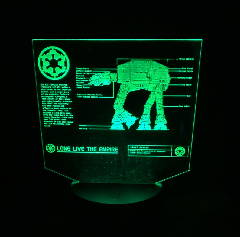 LED, Edge Lit, Acrylic, Star Wars, AT-AT, Sign, Nightlight, Gift for ...