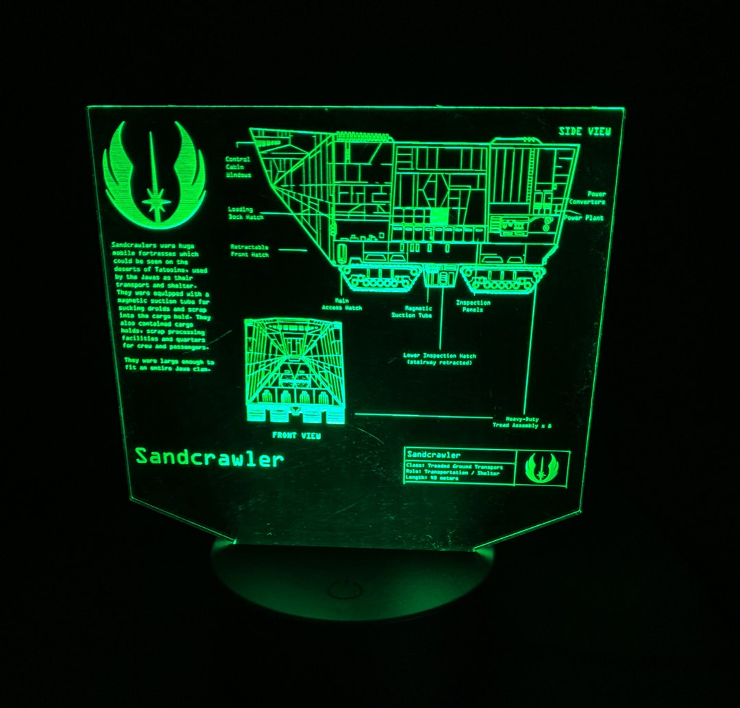 LED, Acrylic ,star Wars, Sandcrawler, Blueprint, Light, Nightlight ...