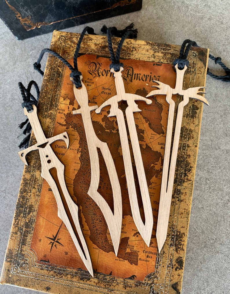 Sword Bookmark Set of Four Bookmark Wood Wood Bookmark - Etsy