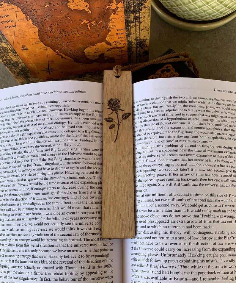 Rose Bookmark Set of Three Bookmark Wood Wood Bookmark - Etsy