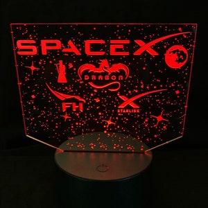 Space X, Space, LED, Edge Lit, Acrylic, Sign, Nightlight, Gift for Him ...