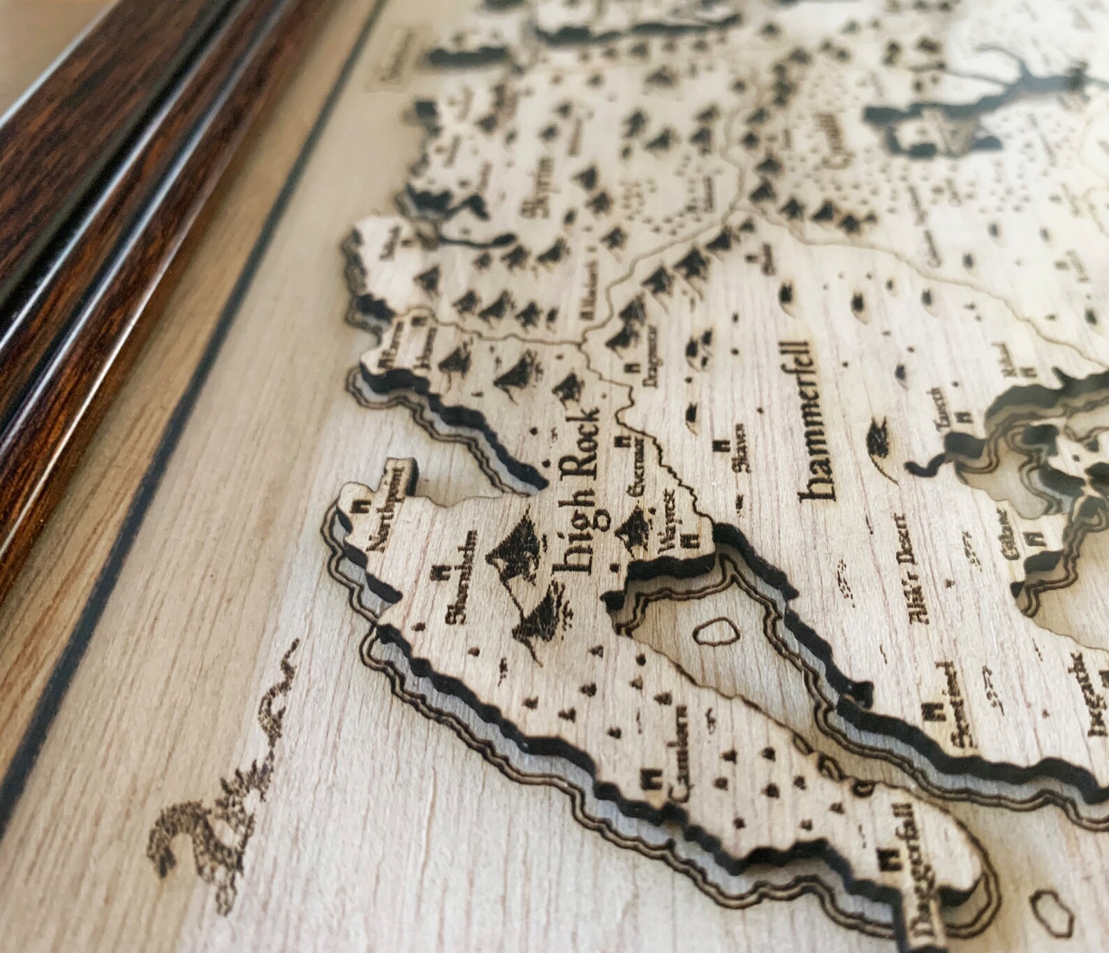 Skyrim Tamriel Laser Cut Engraved Wood 3D Map - Etsy