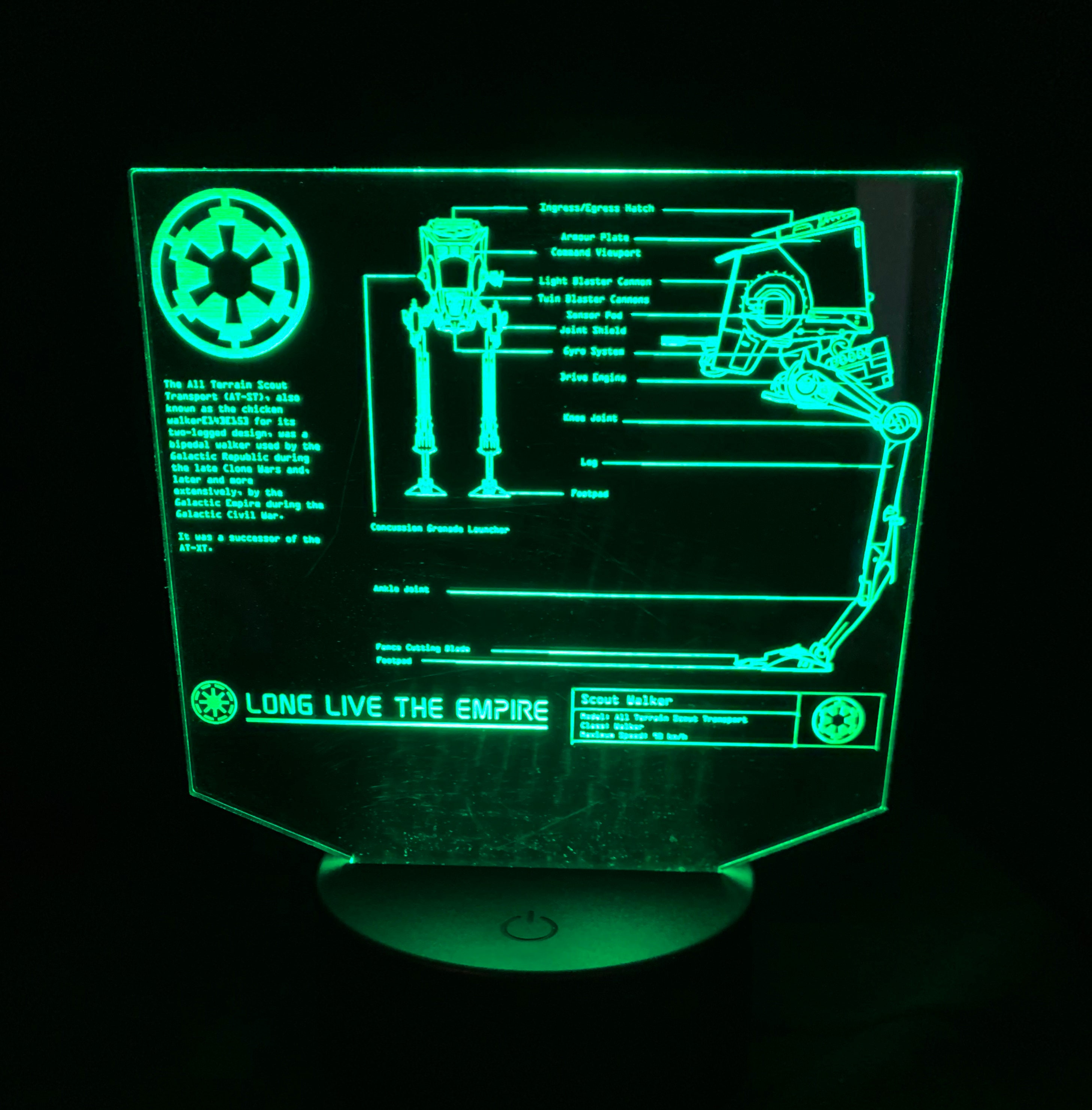 Star Wars, At-st, Walker, LED, Acrylic , Blueprint, Light, Nightlight ...