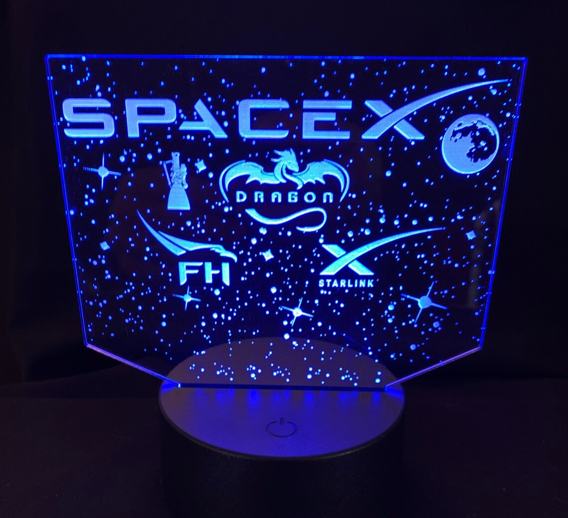 Space X, Space, LED, Edge Lit, Acrylic, Sign, Nightlight, Gift for Him ...