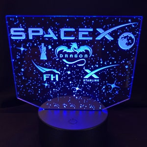 Space X, Space, LED, Edge Lit, Acrylic, Sign, Nightlight, Gift for Him ...