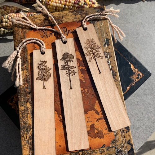 Tree Bookmarks Set of Three Bookmark Wood Wood Bookmark - Etsy Canada