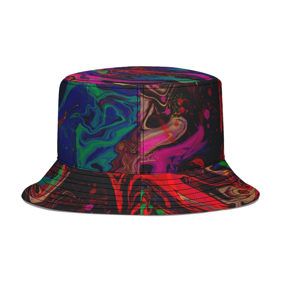 Grassroots Hat, Trippy Bucket Hat - Colorful Psychedelic Cap - Rave ...