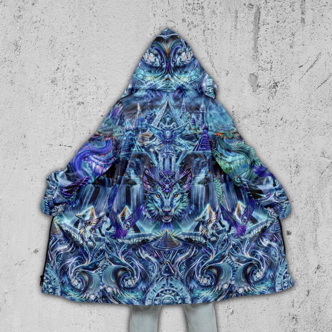 Blue Hooded Cloak • Spirit Animal Rave Cloak • Wolf Dragon Festival ...
