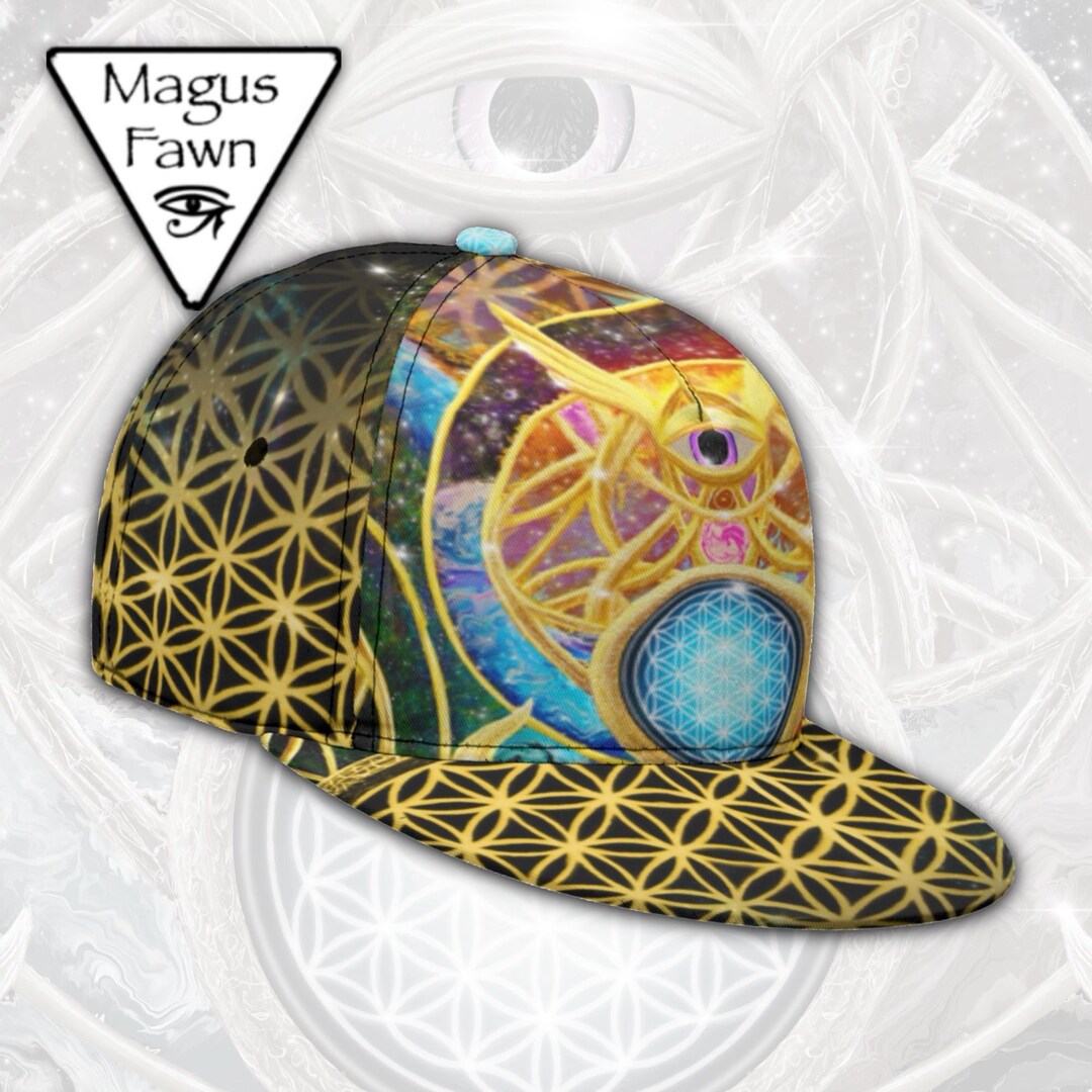 Gold Snapback Hat • Mystic Eye • Visionary Art Heady Cap • Spiritual ...